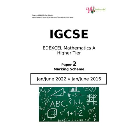 Igcse Edexcel Mathematics A Higher Tier Paper 2 Marking Scheme Shopee Malaysia