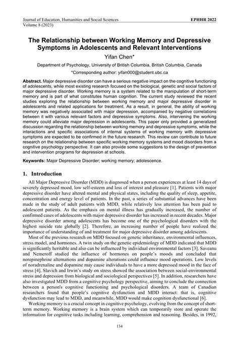pdf the relationship between working memory and depressive symptoms
