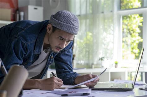 Asian Man Graphic Designer Working In Office Artist Creative Designer Illustrator Graphic Skill