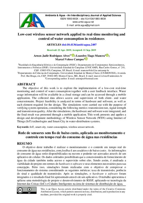 Pdf Low Cost Wireless Sensor Network Applied To Real Time Monitoring