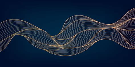 벡터 추상 럭셔리 황금 벽지 물결 모양의 라인 아트 배경 인테리어 디자인 섬유 패턴 질감 포스터 패키지 포장지 선물 등을위한 라인 디자인 일본식 가리기에 대한 스톡 벡터