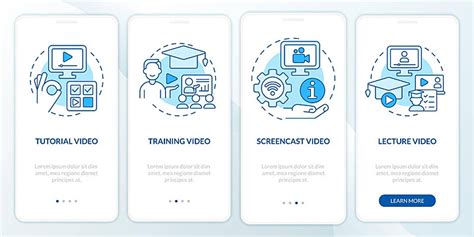Microlearning Examples Blue Onboarding Mobile App Screen Form Guide Digital Vector Template