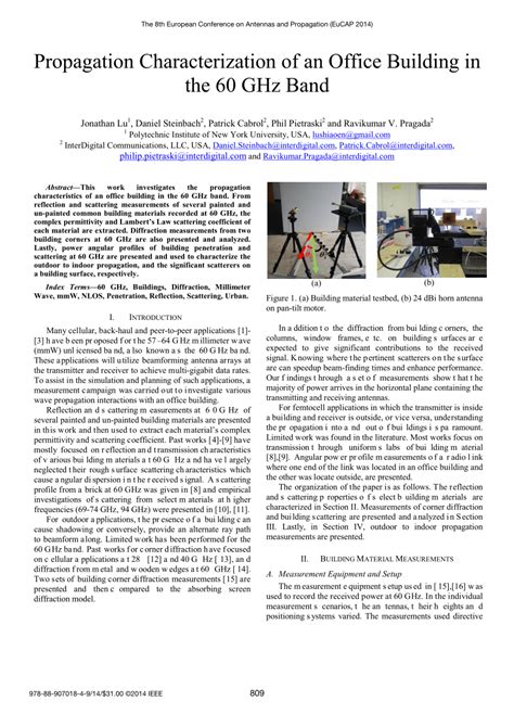 Pdf Propagation Characterization Of An Office Building In The 60 Ghz Band