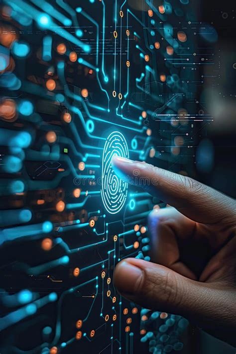A Finger Accessing A Secure Digital Fingerprint Scanner Stock Image Image Of Electronic