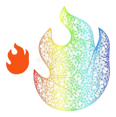 Net Fire Web Mesh Icon With Spectrum Gradient Stock Vector