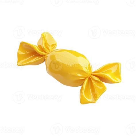 Shiny Yellow Candy Wrapped In A Bow 3d Render Of Sweet Treat 60241946 Png