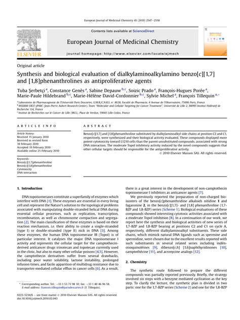 Pdf Cheminform Abstract Synthesis And Biological Evaluation Of