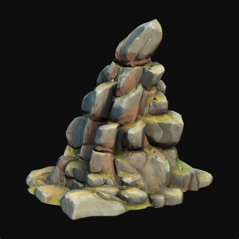 A Simple Stylized 3d Model Of A Chibi Style Rocky Cliff Details