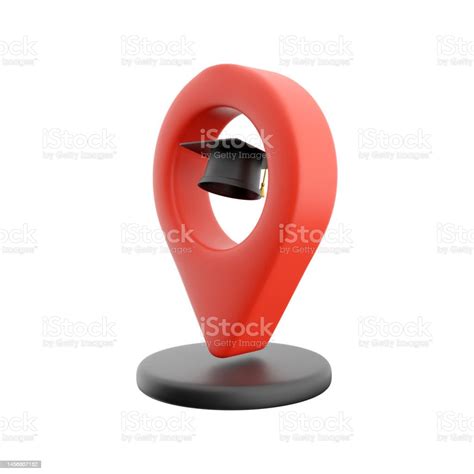 3d Rendering Map Pointer With Education Cap 3d Rendering Isolated On