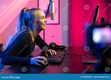Professional Esport Gamer Girl Streaming Vlog And Plays Online Video