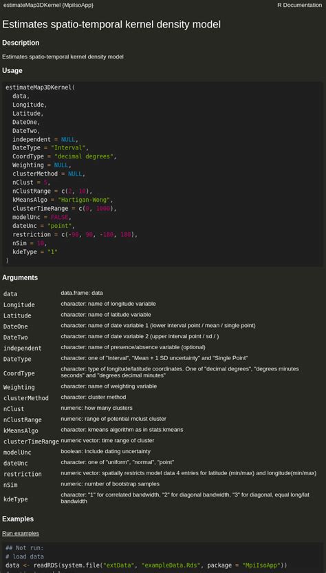 Document In A Cran Style All Inputs For Functions For Modeling