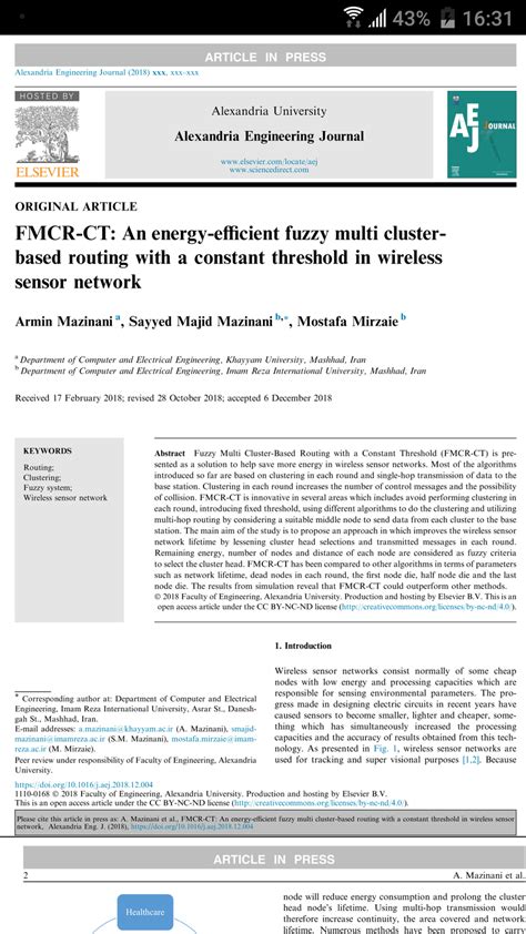 pdf fmcr ct an energy efficient fuzzy multi cluster based routing