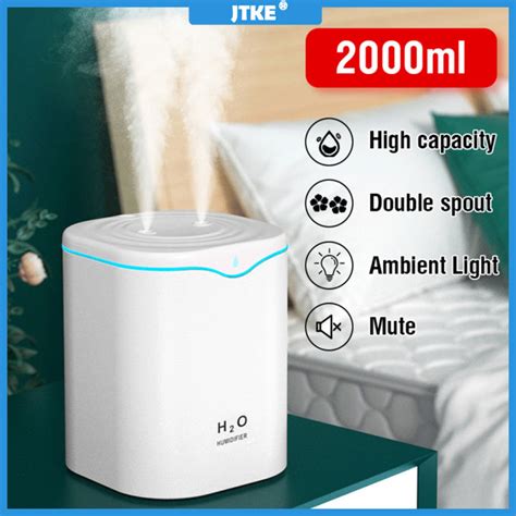 Jtke 2000มล เครื่องพ่นอโรมาเครื่องพ่นไอน้ำมันหอมระเหยอากาศหัวฉีดคู่เครื่องพ่นไอน้ำ Ultrasonic