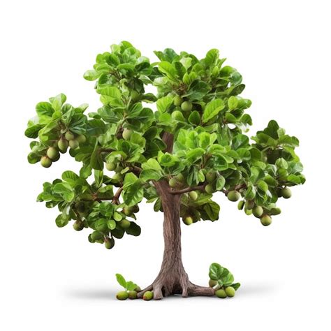 Lush Green Tree With Fruits Isolated On White Background Premium AI Generated Image