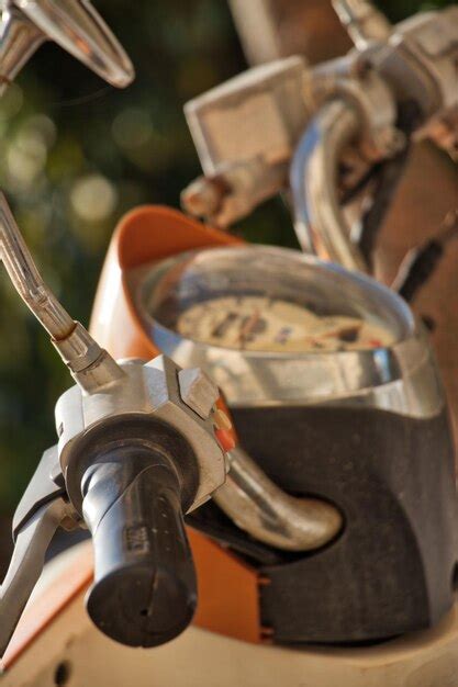 Premium Photo High Angle View Of Motorcycle Handle Speedometer