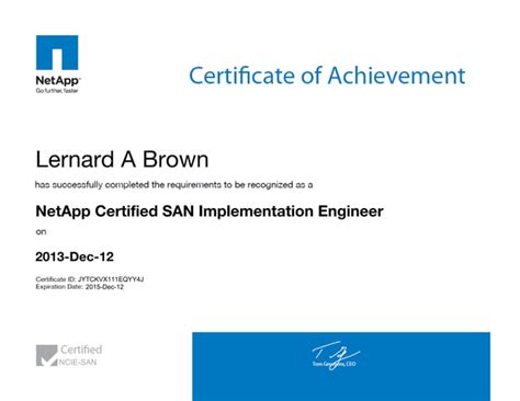 Netapp Certified San Implementation Engineer Certificate Pdf