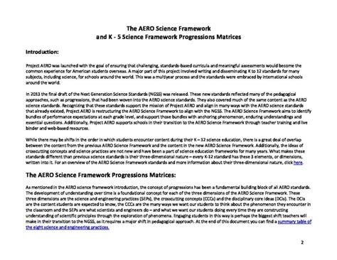 The Aero Science Framework And K ‐ 5 Science Framework Progressions