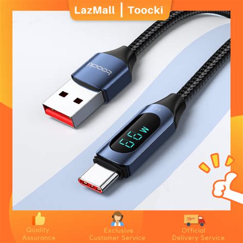 Toocki LED 66W USB Type C Cable 6A Super Fast Charging Cable For Huawei Xiaomi Samsung Oppo Vivo