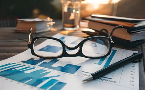 Premium Photo A Pair Of Glasses Are On A Table With A Chart Of Graphs And A Chart That Says