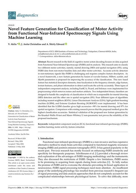 Pdf Novel Feature Generation For Classification Of Motor Activity From Functional Near