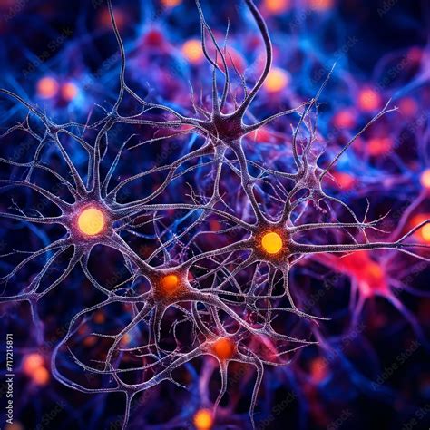 Showcasing Neurons Interconnected Forming Complex Network Against Dark Multicolored Backdrop