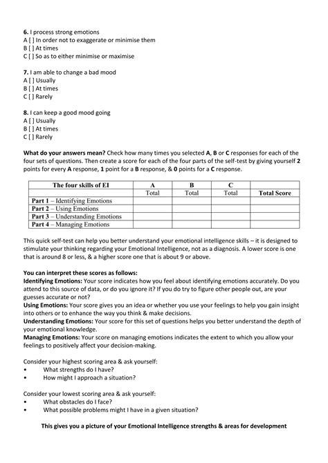 Emotional Intelligence Ei Self Test Assessment Free Insights For