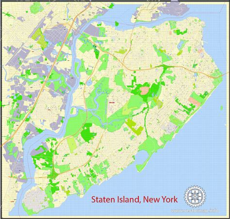 Dwg Map Staten Island New York City Us Maps In Vector Detailed