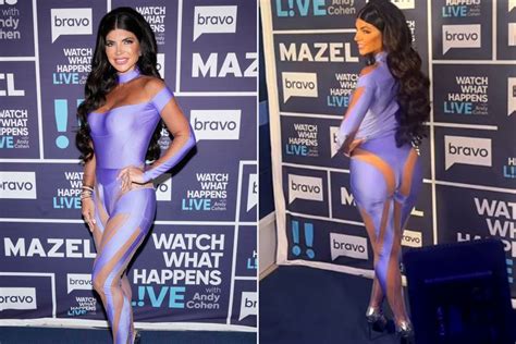 Teresa Giudice Rocks Sheer Purple Catsuit With Revealing Backside And