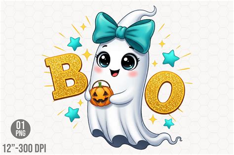 Boo Ghost Png Retro Girly Halloween Png Graphic By Citragraphics
