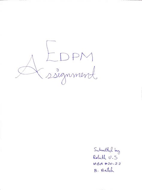 Edpm Assignment Submitted By Rohith Ulleri Sasidharan Pdf