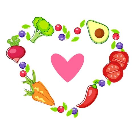 Corazón De Vector De Verduras Vector Premium