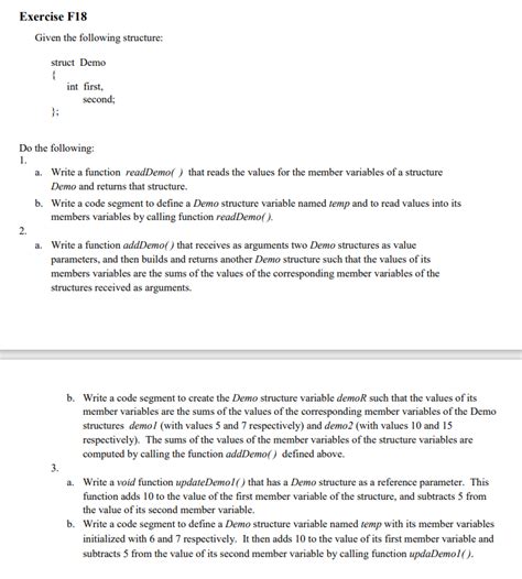 Solved Exercise F18 Given The Following Structure Struct