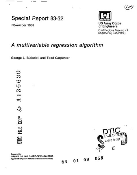 Pdf A Multivariable Regression Algorithm George Blaisdell
