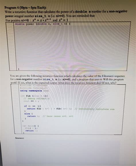 Solved Program 4 10pts 5pts Each Write A Recursive