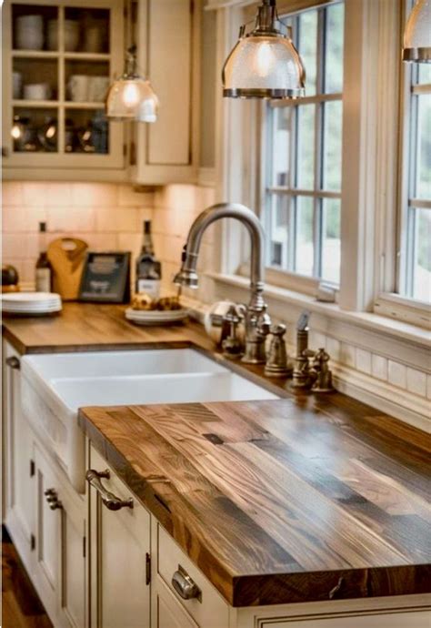 Farmhouse Kitchen Ideas Rustic Wood Look Countertops Kitchen Country