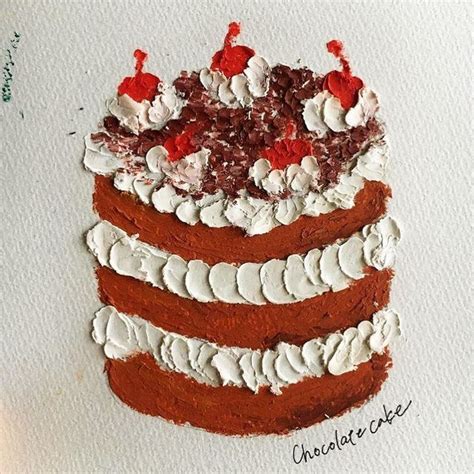 June On Instagram Chocolate Cake 오일파스텔 오일파스텔드로잉 드로잉 카페 초코