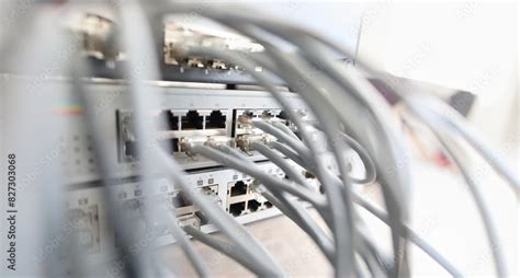 Focus On Internet Chords And Cables Perform Role Of Porter Of Ethernet Connection And Wi Fi