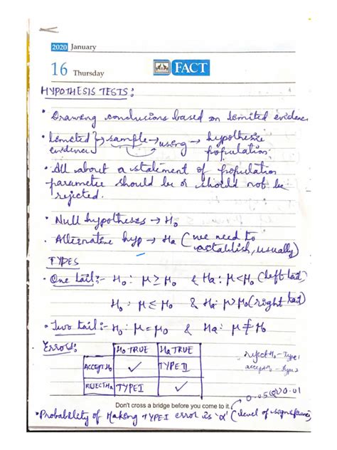 Hypothesis Tests And Inferences Pdf