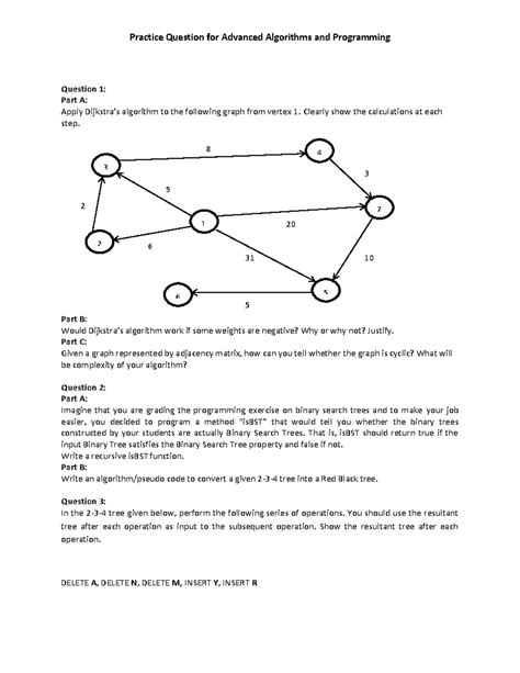 Practice Question For Advanced Programming And Algorithm Practice Question For Advanced