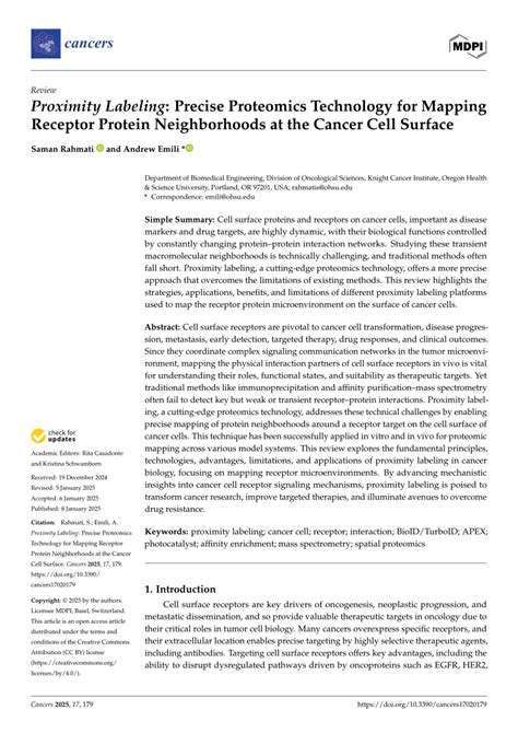 Pdf Proximity Labeling Precise Proteomics Technology For Mapping Receptor Protein