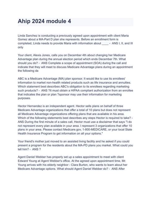 Ahip 2024 Module 4 Questions And Answers 2024 Ahip Stuvia Us