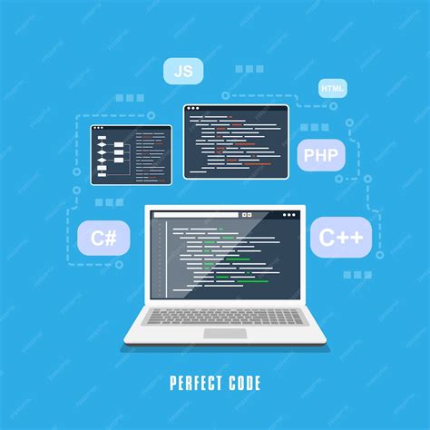 Premium Vector Flat Style Design Coding Programming Application