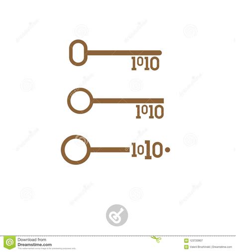 Set Of Keys With Binary Code Digital Security System Icon The Key To The Program Code