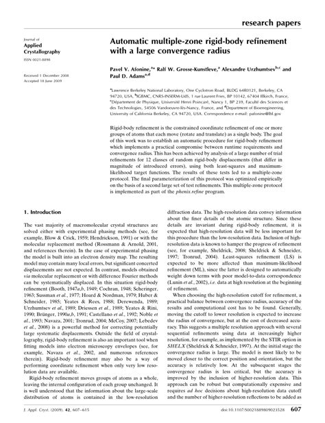 Pdf Automatic Multiple Zone Rigid Body Refinement With A Large