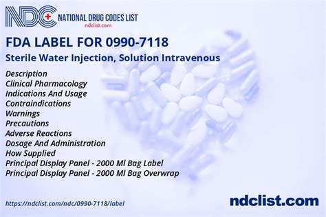 Fda Label For Sterile Water Injection Solution Intravenous Indications Usage And Precautions