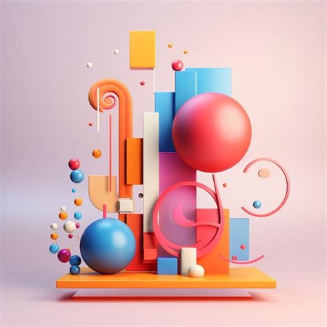 Premium Ai Image 3d Abstract Geometric Composition Minimal Style 3d