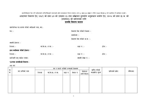 Sampati Bibaran Form For Governments Employer New Educational