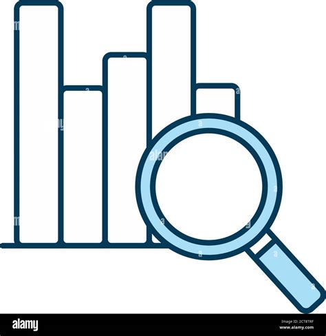 Lupe With Bars Chart Line And Fill Style Icon Vector Design Stock