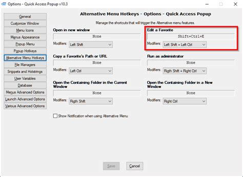 2 Showing Menu Quick Access Popup