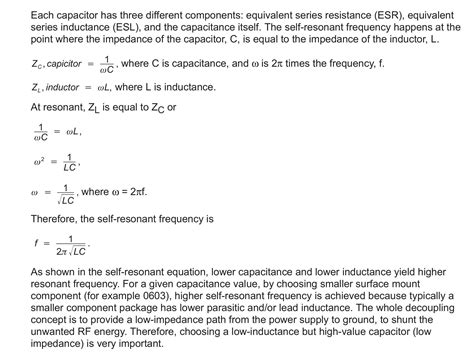 Self Resonant Frequency Of A Decoupling Capacitor Electrical